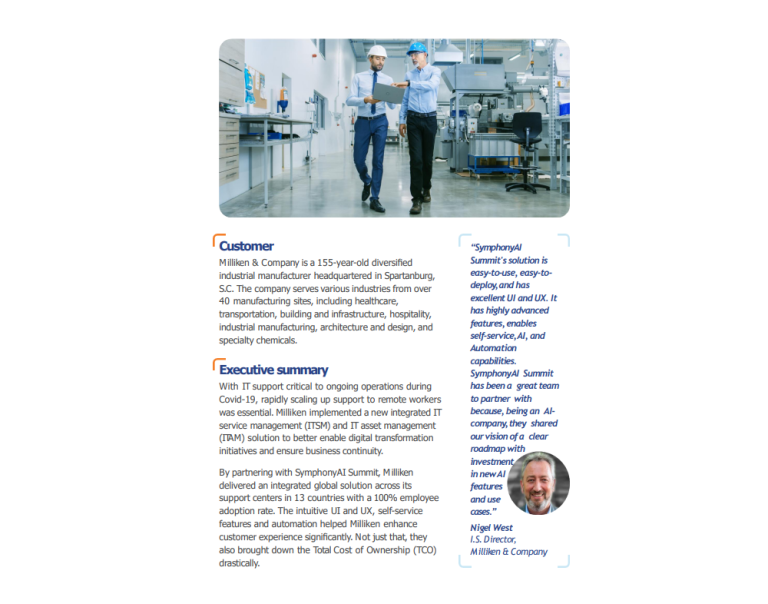 SymphonyAI Summit - Milliken Case Study - On360° Digital Engagement